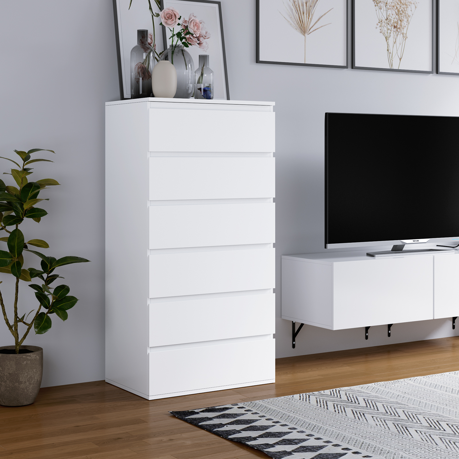Homfa 6 Drawer White Double Dresser,Wood Storage Cabinet for Living ... Homfa 6 Drawer White Double Dresser,Wood Storage Cabinet for Living ...