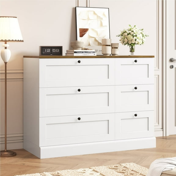 Jopath 6-Drawers Dresser for Bedroom,Modern High Glossy Surface Chest ...