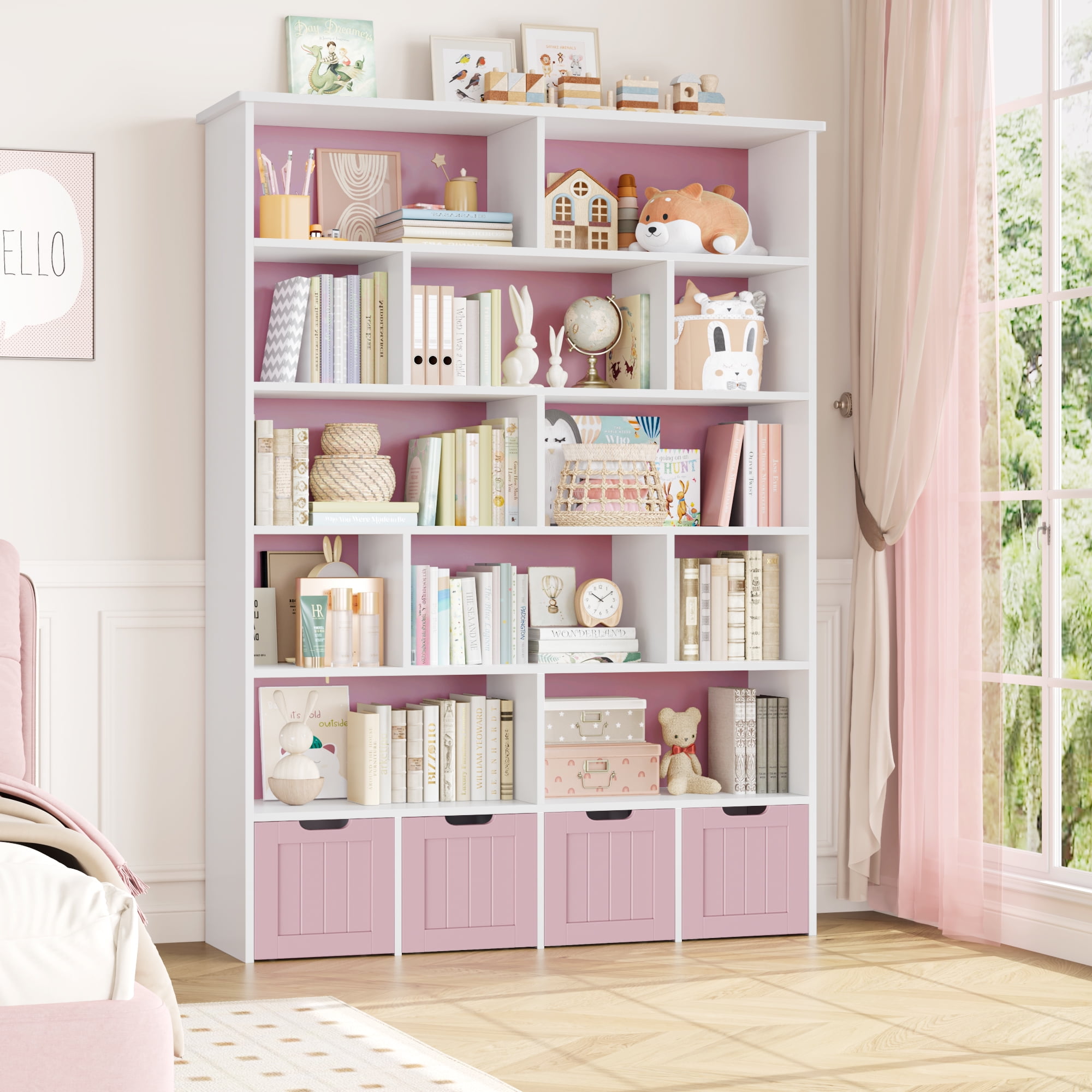 Homfa 68.9" Tall Toy Storage Organizer, 12 Storage Cubbies Bookcase ...