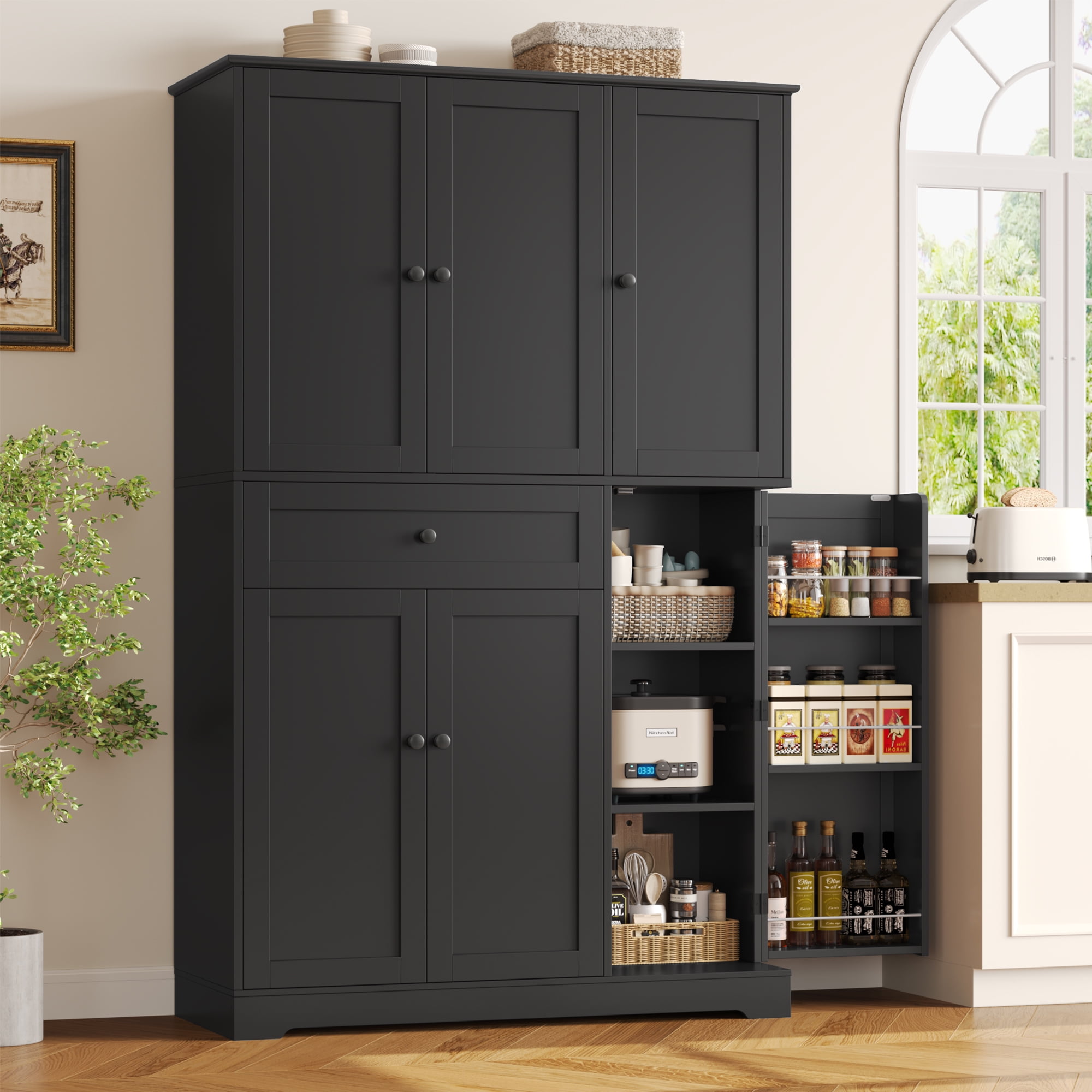 Homfa Kitchen Pantry Storage Cabinet, 68" Food Pantry Cabinet with ...