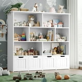 Homfa 7-Cube Kids Bookshelf with Bins, Cubbies Organizer, 4 Drawers on ...