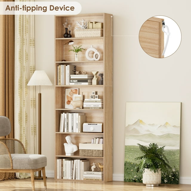 Homfa 7-Tier Bookshelves, Freestanding Display Storage Shelves, 82" Tall Bookcases for Bedroom ...