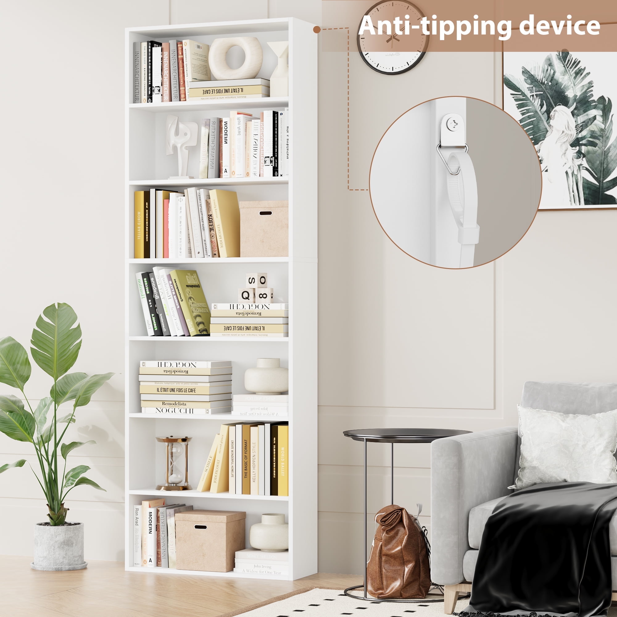 Homfa 82" Tall Bookcases, Freestanding Display Storage Shelves, 7-Tier ...