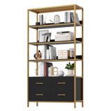 Homfa 70.9” Bookshelf with 4 Drawers, 4 Tier Wooden Open Bookcase with ...