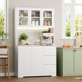 DWVO Kitchen Buffet Hutch Pantry Cabinet with Doors Drawers and Power Outlets Brown Walmart
