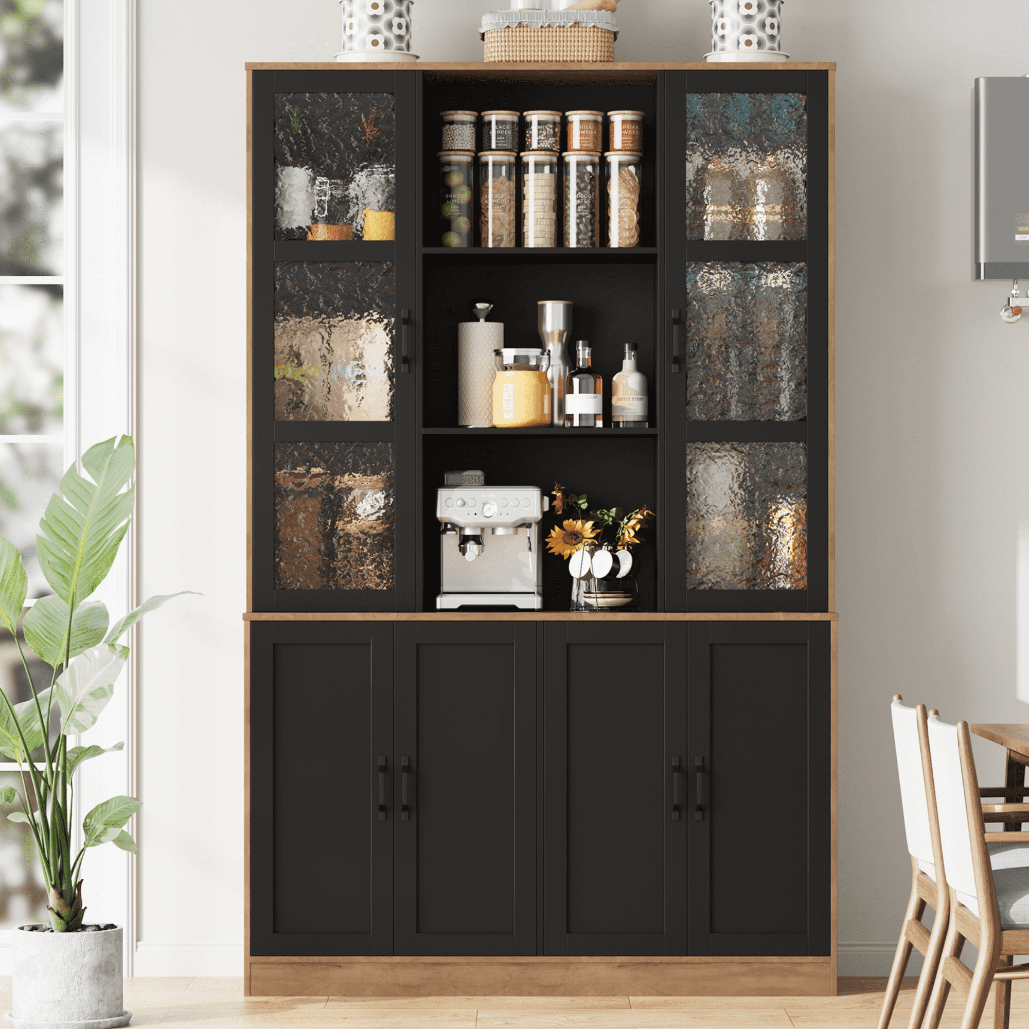 Homfa 70.9'' Kitchen Pantry Cabinet with Doors, 5 Tier Buffet Storage ...
