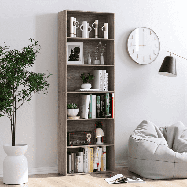 "Homfa 70.9"" Open Wooden Shelves, 6 Tier Display Bookshelf for Home ...