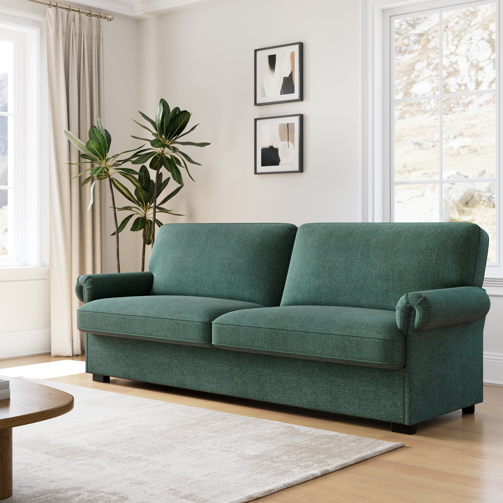 Homfa 70.9”W 3-Seater Couch, Linen Fabric Upholstered Loveseat Sofa ...