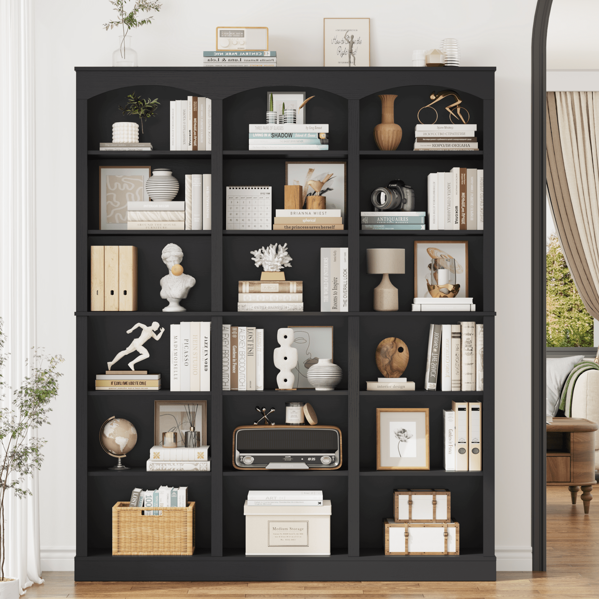 Homfa 18-Cube Bookcase and Bookshelves, 71.2" Triple Width 6 Tier ...