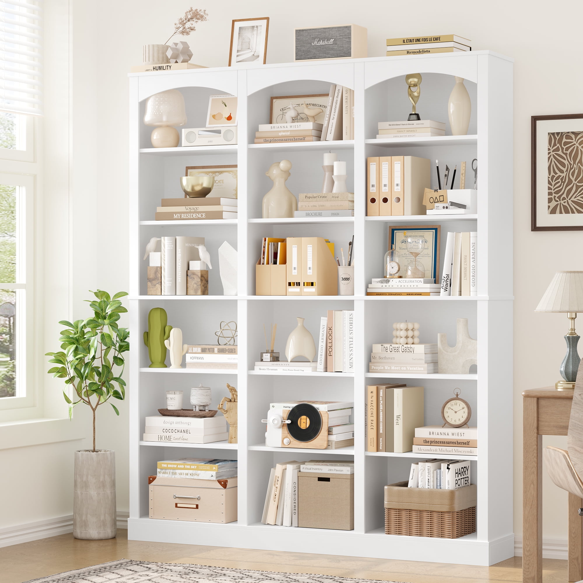 Homfa 18-Cube Bookcase and Bookshelves, 71.2" Triple Width 6 Tier ...