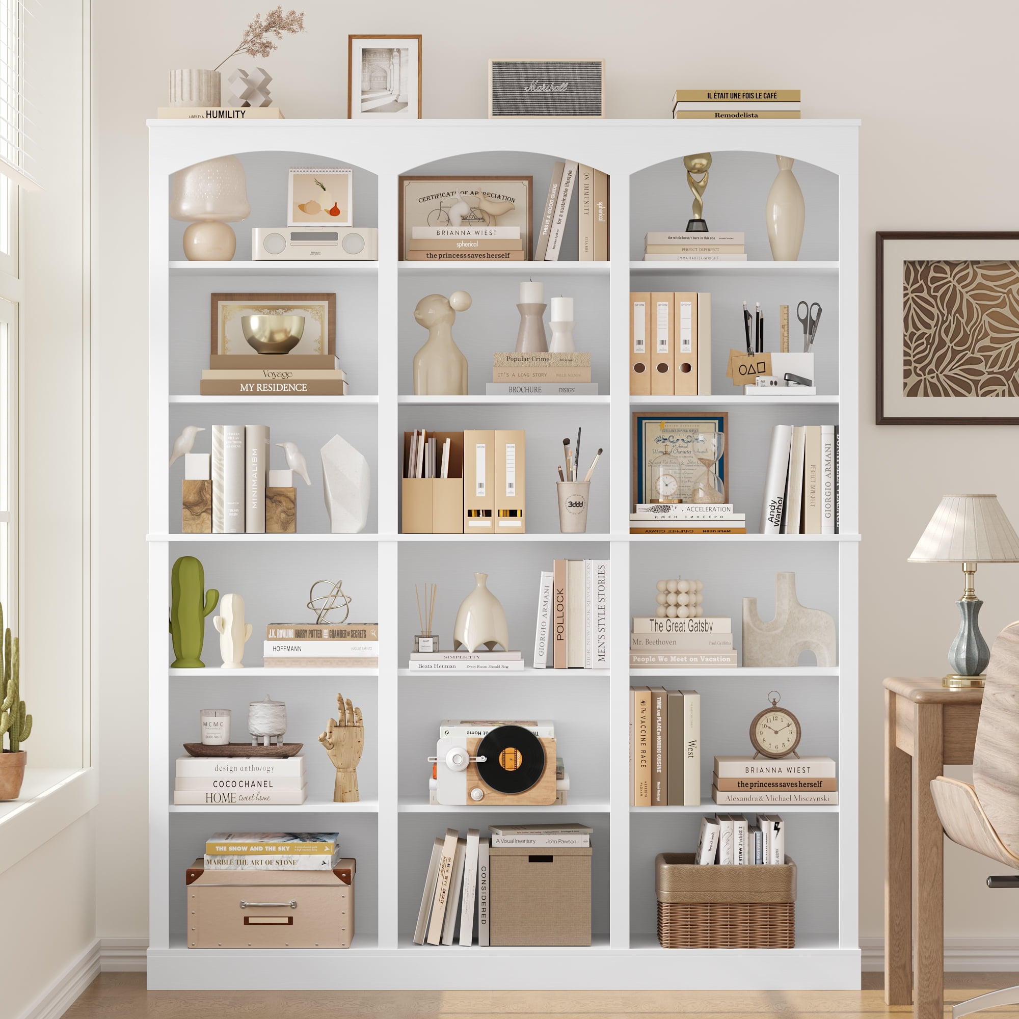 Homfa 18-Cube Bookcase and Bookshelves, 71.2" Triple Width 6 Tier ...