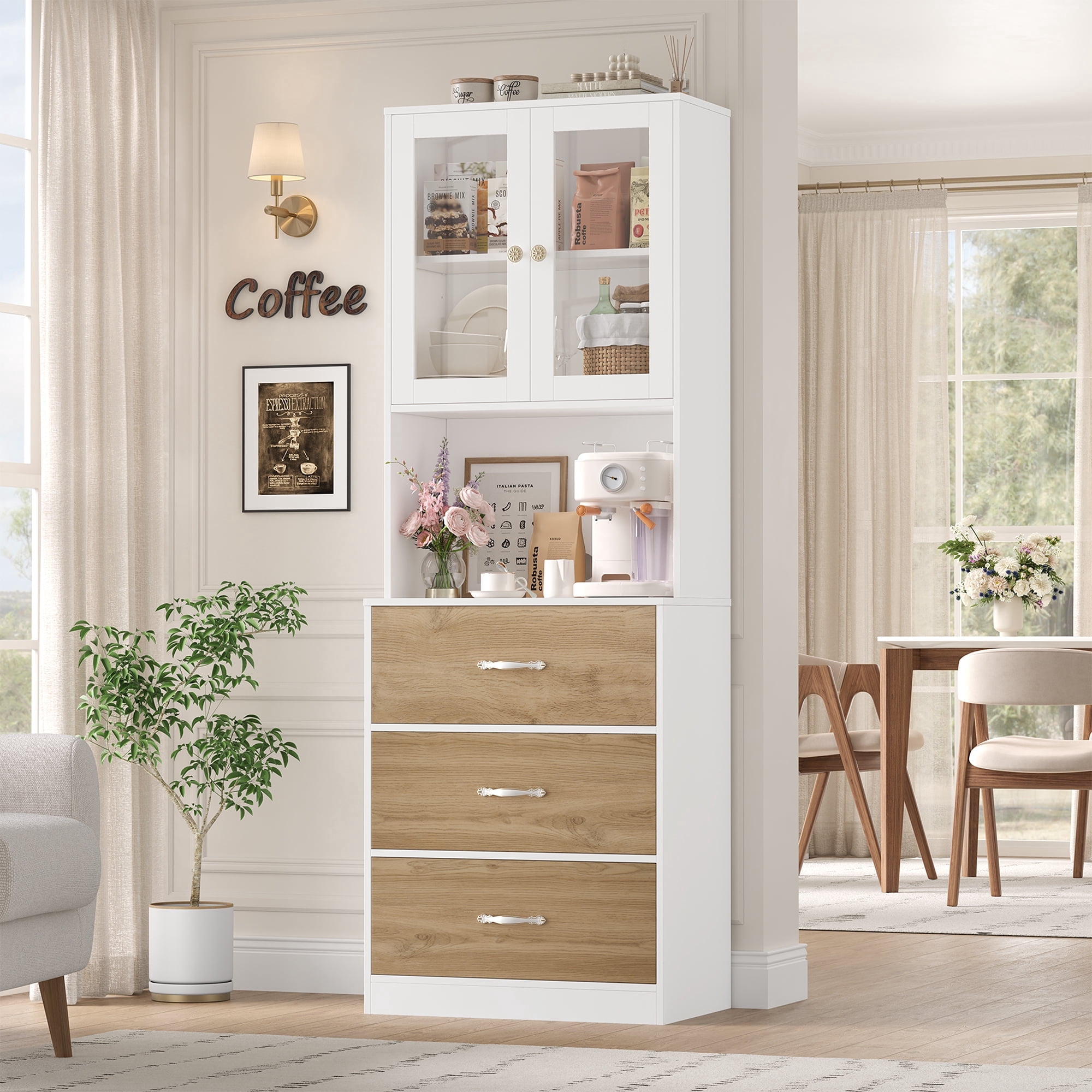 Homfa 71" Tall Kitchen Pantry Cabinet, Freestanding Storage Cupboard ...