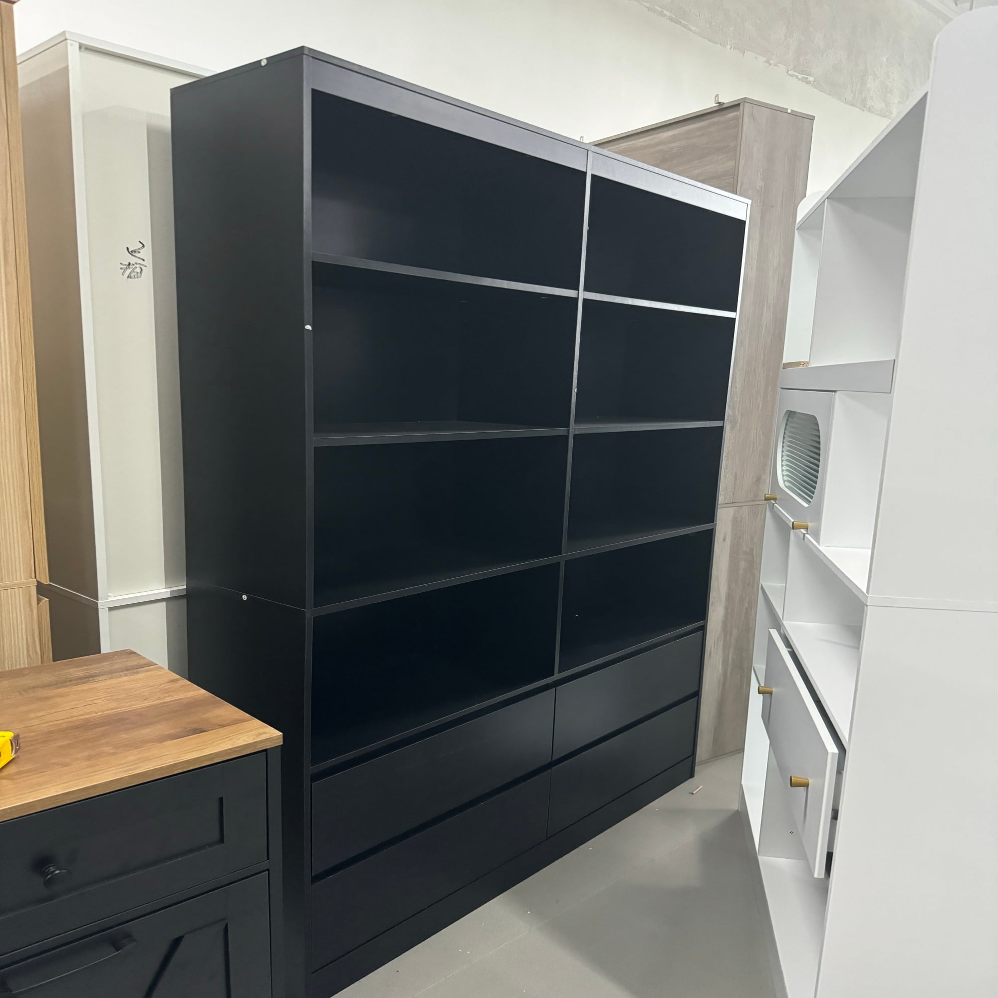 Homfa 71″ Tall Bookcase with 4 Drawers, 8 Cubes 6-Tier Double Row ...