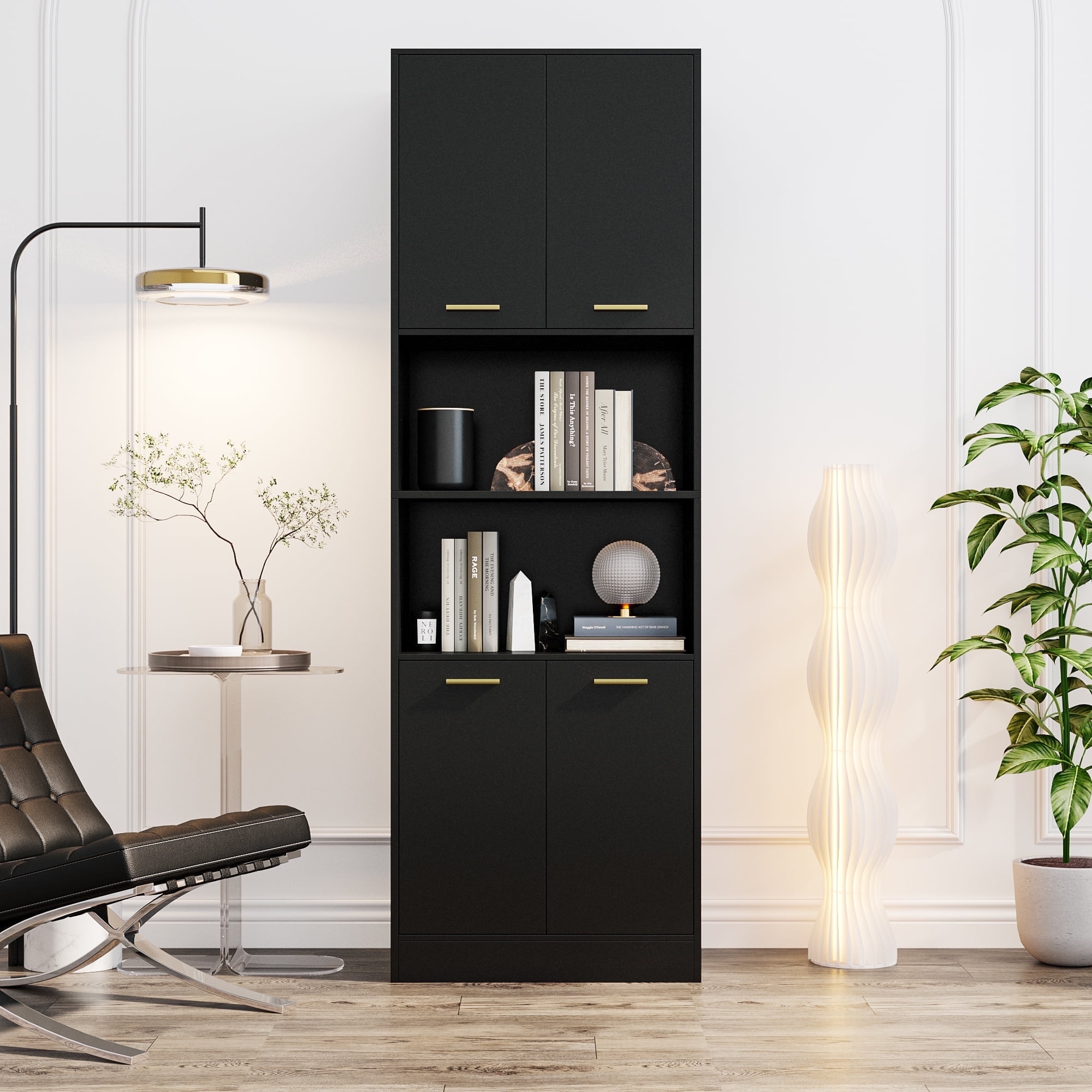 Free Shipping! Homfa Tall Bookcases and with Doors, Free Standing ...