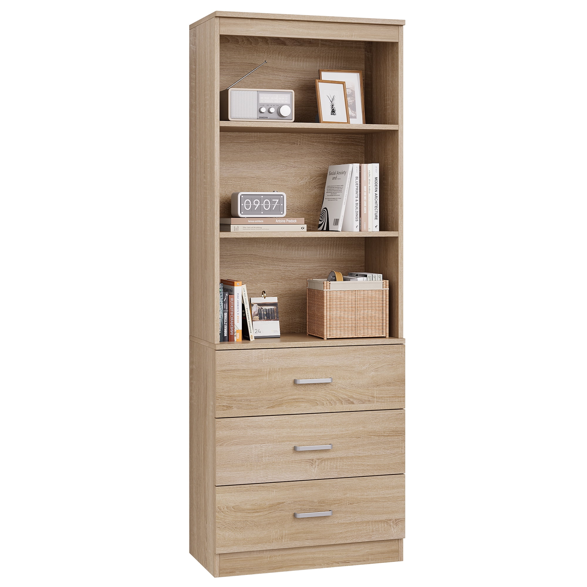 Homfa 71 Tall Bookcases with 3 Large Drawers, 3 Tier Philippines | Ubuy