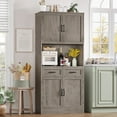 Homfa 71" Tall Farmhouse Storage Cabinet, Kitchen Pantry with 2 Drawers ...