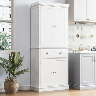 Lacoo 72'' Tall Pantry Cabinet with 4 Doors, Adjustable Shelves & Large ...