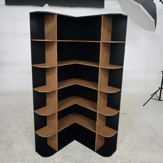 Homfa 73.9” Tall Corner Bookshelf, 6 Tier L-Shaped Large Display ...