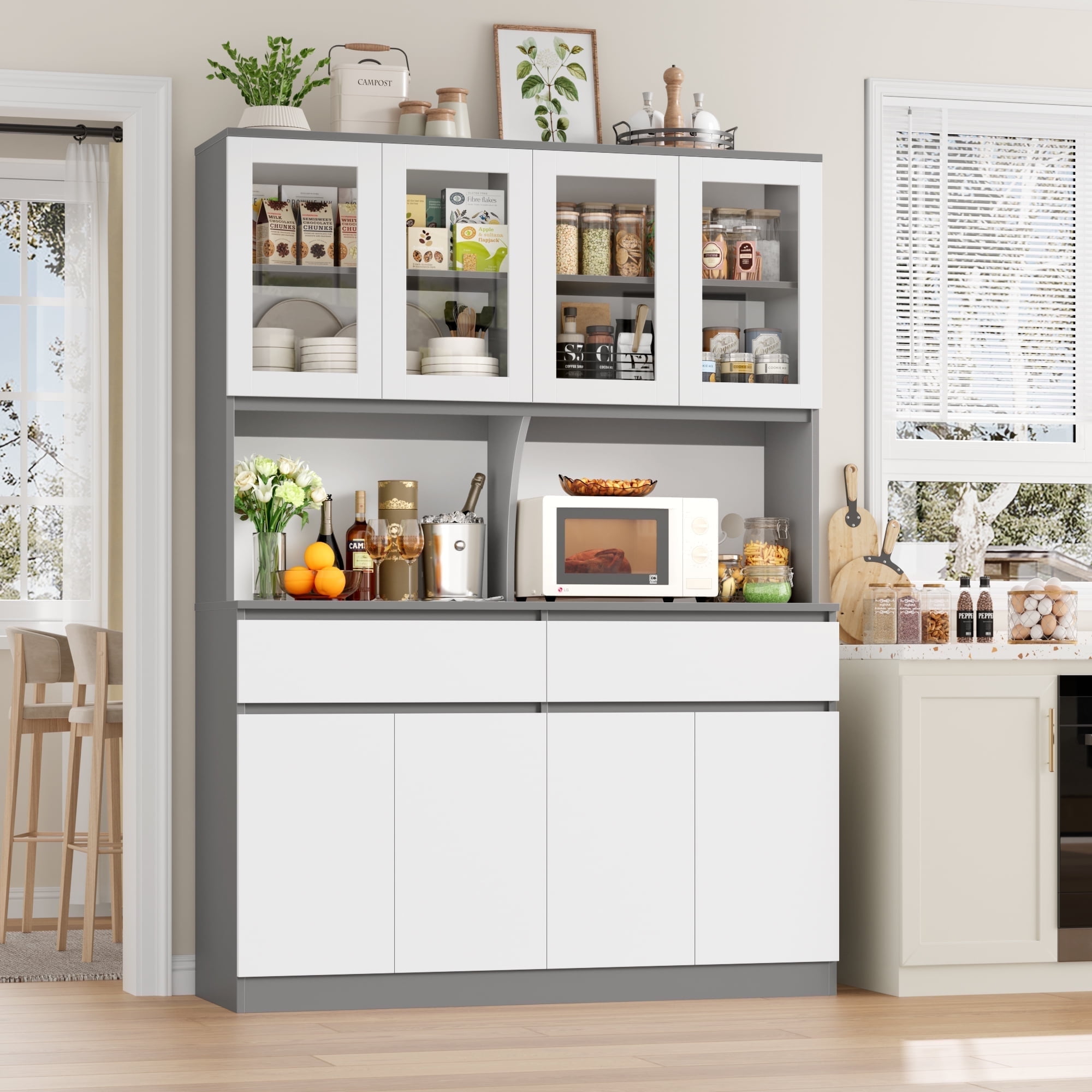 Homfa 75" Tall Kitchen Pantry Cabinet, Modern Storage Cabinet with ...