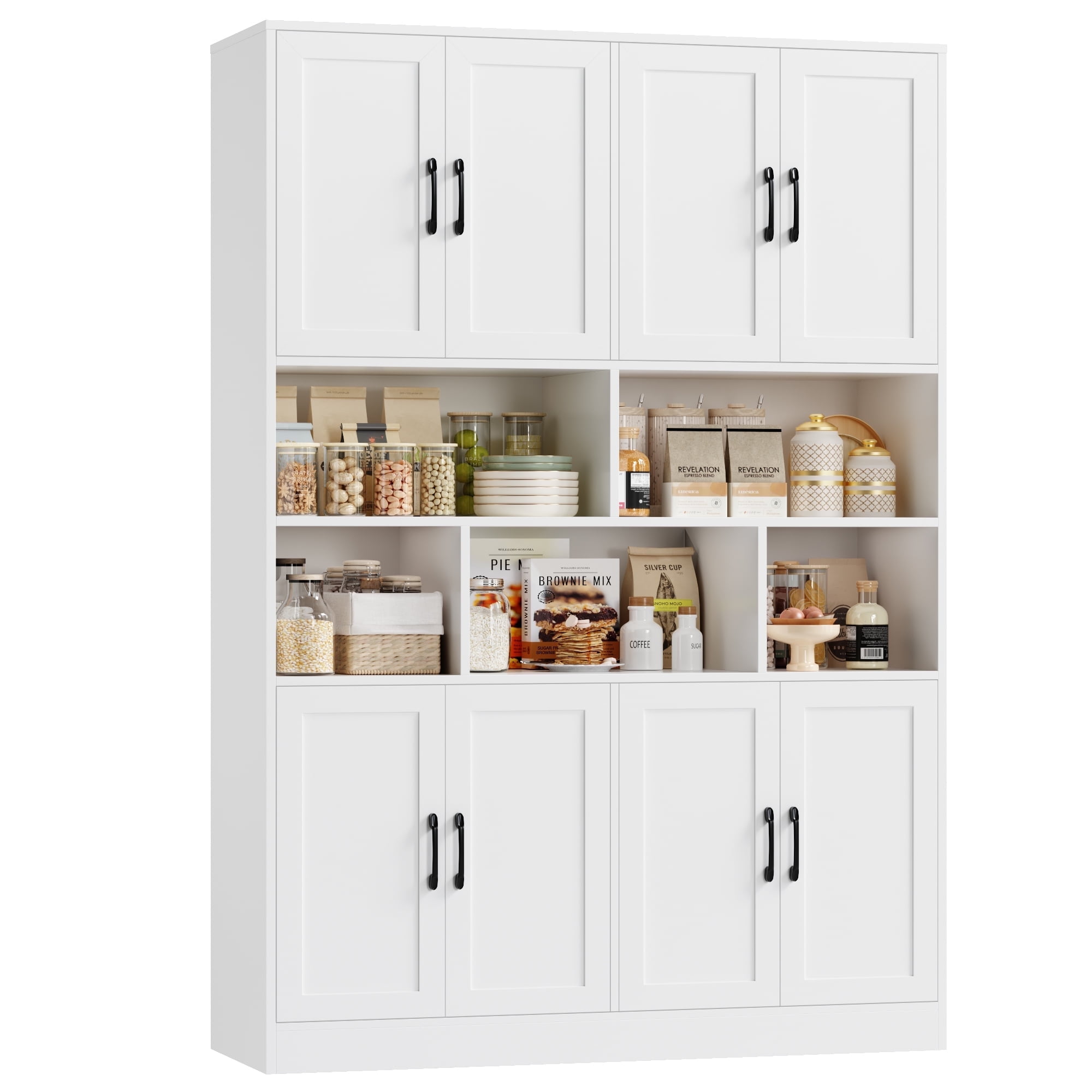 Homfa 8 Door Pantry Cabinet with Adjustable Shelves，71”H Storage ...