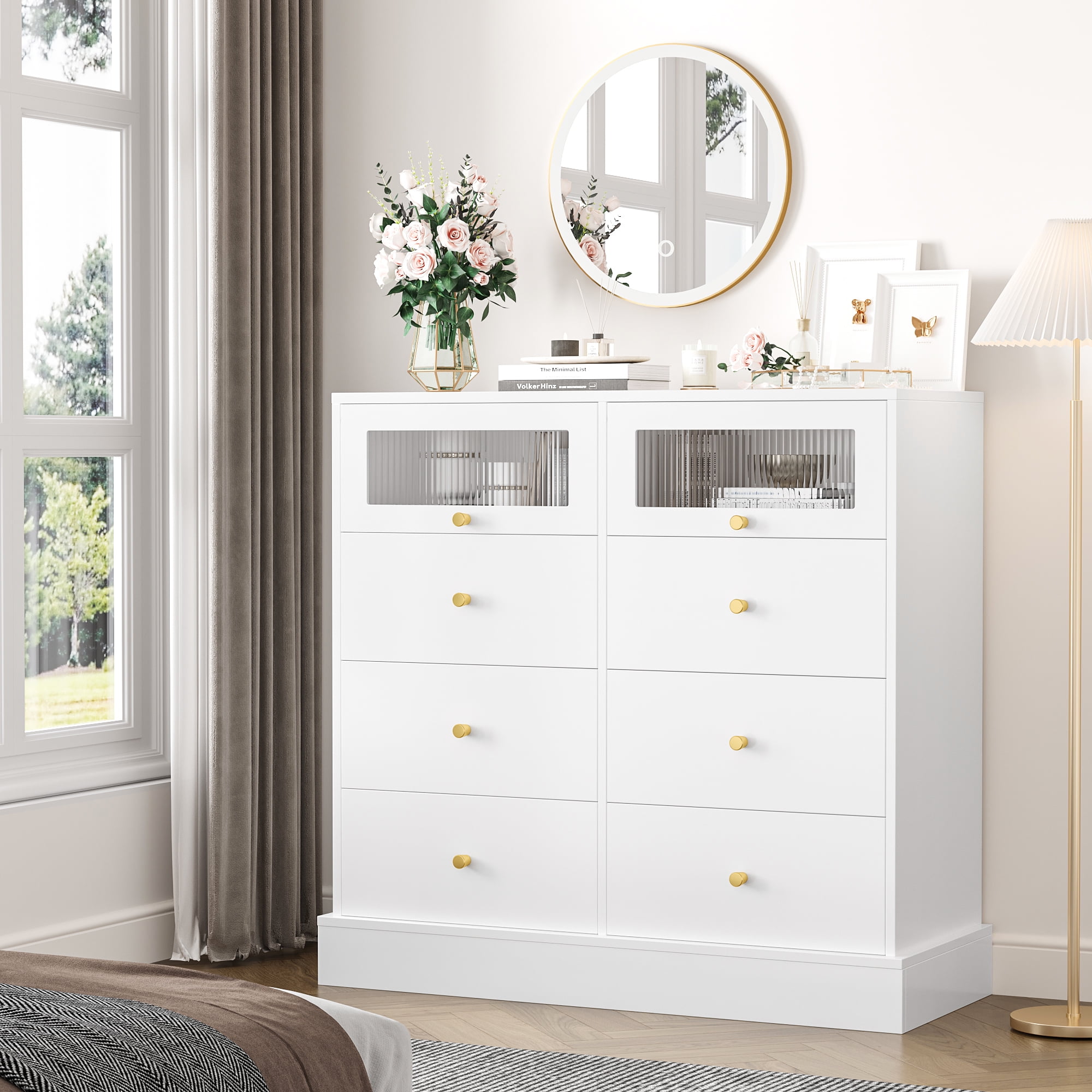 BOWERY HILL Contemporary Design 8 Drawer Double Bedroom Dresser with ...