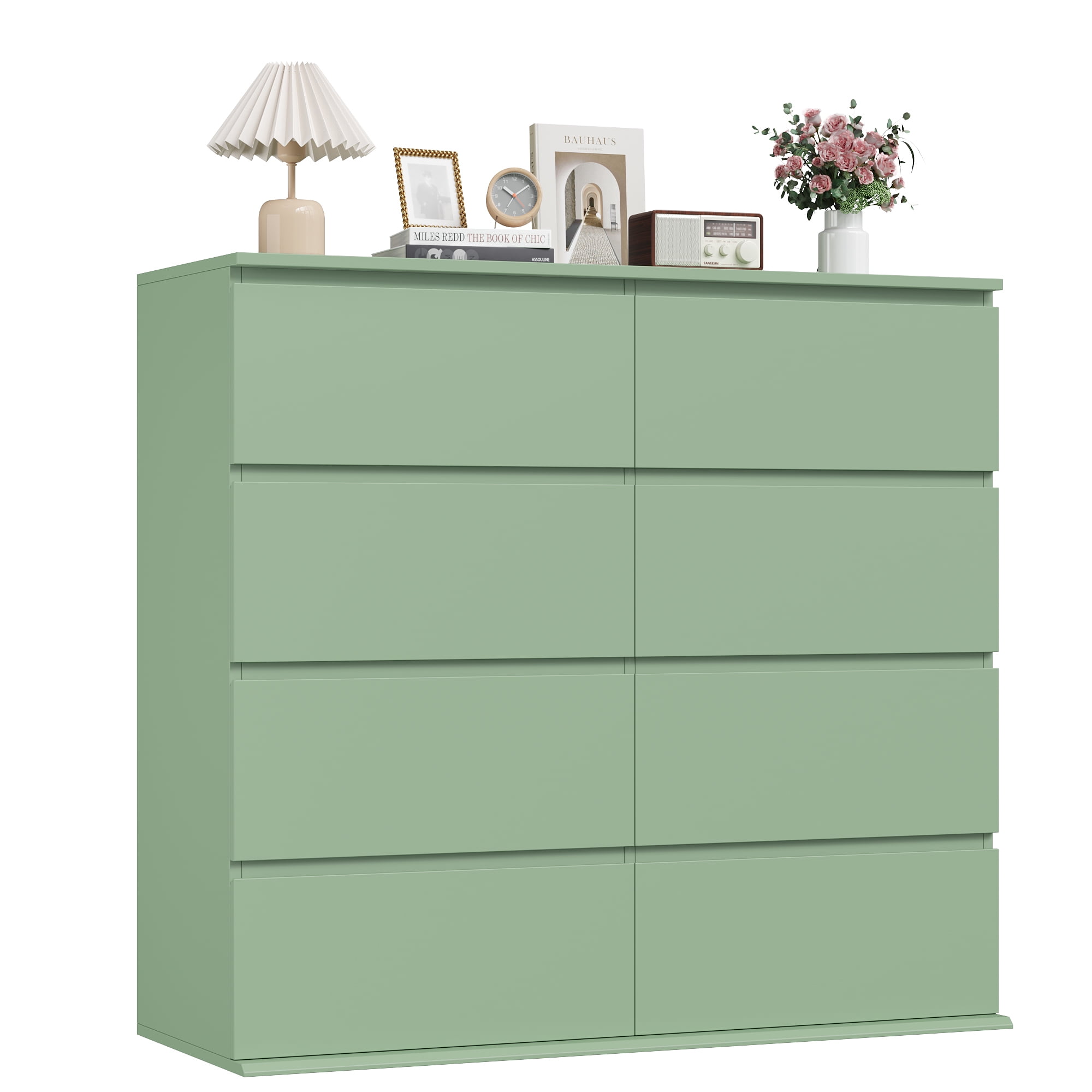 Homfa 8 Drawer Dresser for Bedroom, Horizontal Dresser Chest with Easy ...