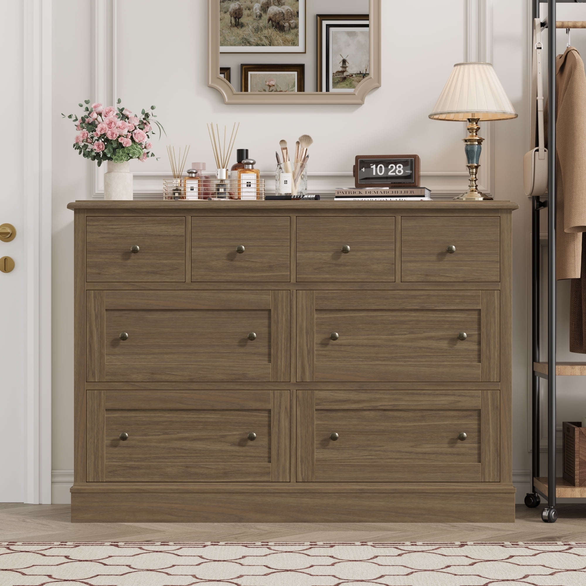 Homfa 8 Drawer Horizontal Combo Dresser for Bedroom, Modern Chest of ...