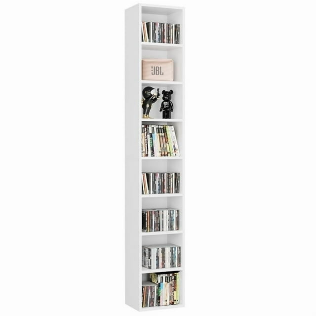 Homfa 8-Tier Media Tower with 4 Adjustable Shelves, CD DVD Storage ...