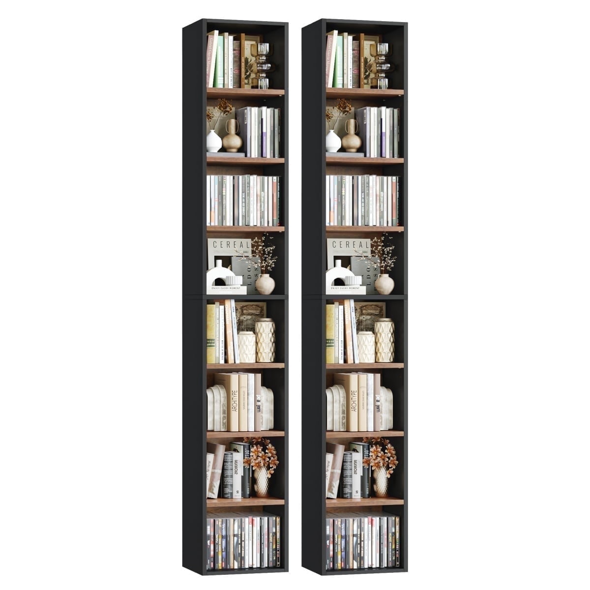 Homfa 8-Tier Media Tower, CD DVD Media Storage Unit with 4 Adjustable ...