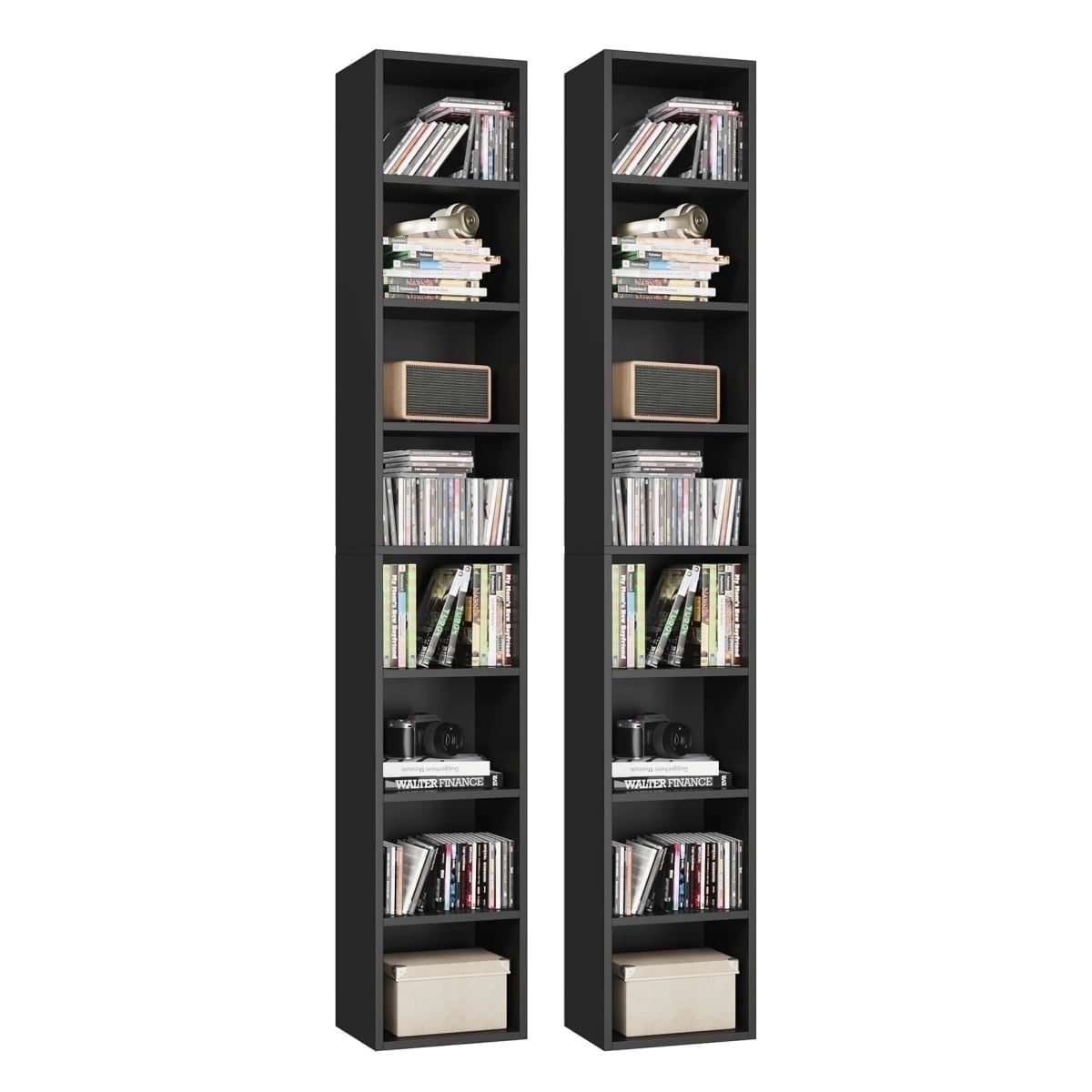 Homfa 8-Tier Media Tower, CD DVD Media Storage Unit with 4 Adjustable ...