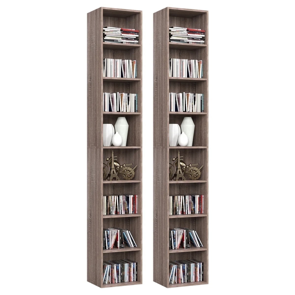 Homfa 8-Tier Media Tower, CD DVD Media Storage Unit with 4 Adjustable ...