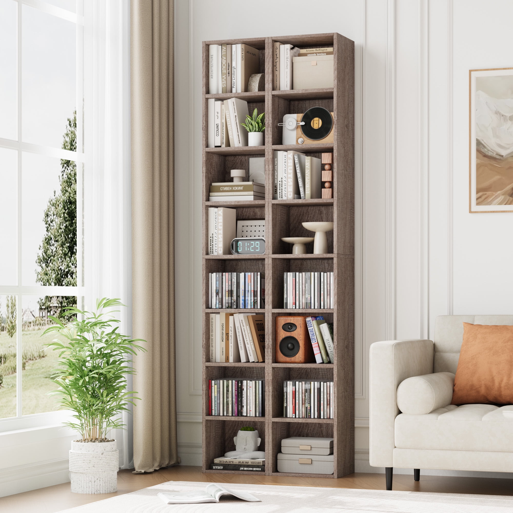 Homfa 8-Tier Media Tower, CD DVD Media Storage Unit with 4 Adjustable ...