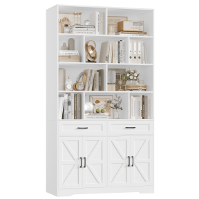 Homfa Double Row 6 Tier Bookcases, 71 in Tall Bookcase Bookshelf with 4 ...