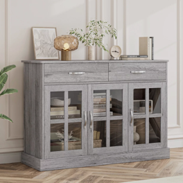 Uforic Sideboard Cabinet with Drawers Doors Kitchen Buffet Cabinet with Adjustable Shelves White Walmart