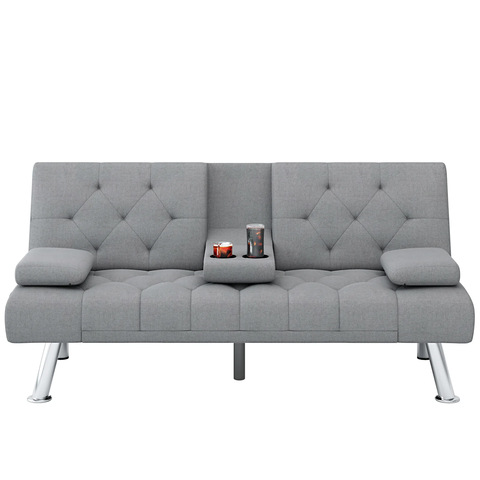 DHP Emily Convertible Tufted Futon Sofa, Gray Linen - Walmart.com