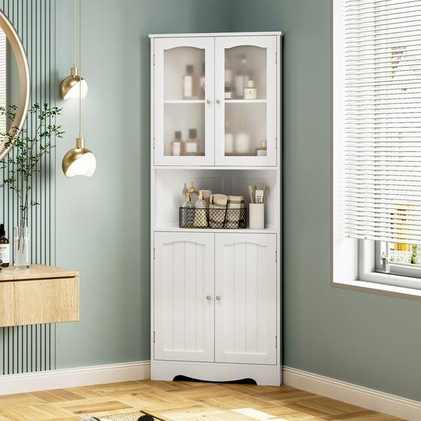 Corner storage cabinet white store