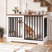 Uforic 38-Inch Wooden Dog Crate Furniture with Wheels and Double-Doors ...
