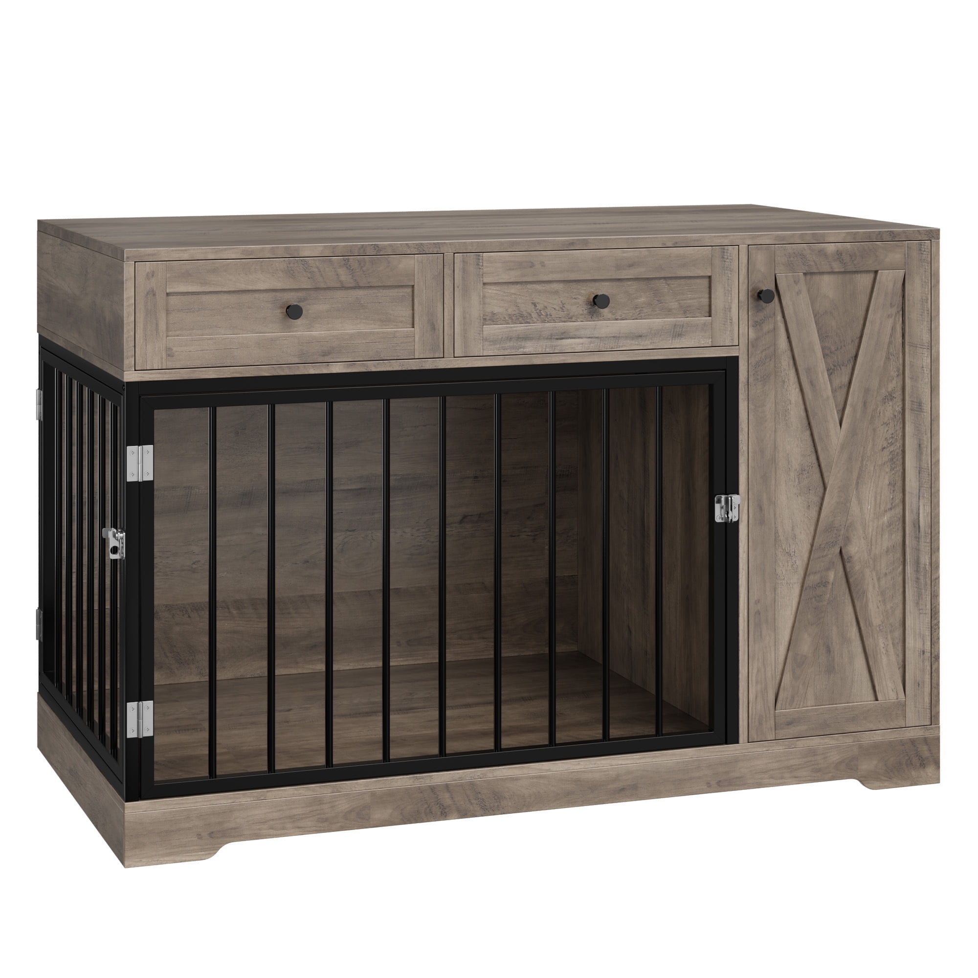 Homfa Dog Crate with Storage Cabinet and 2 Drawers, Indoor Furniture ...