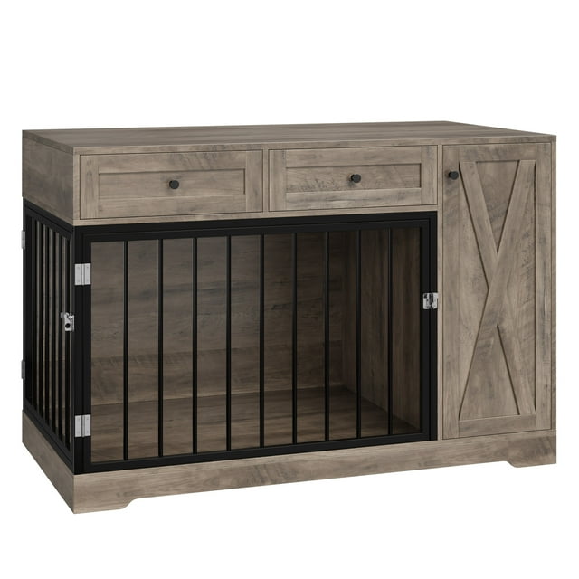 Homfa Dog Crate with Storage Cabinet and 2 Drawers, Indoor Furniture ...