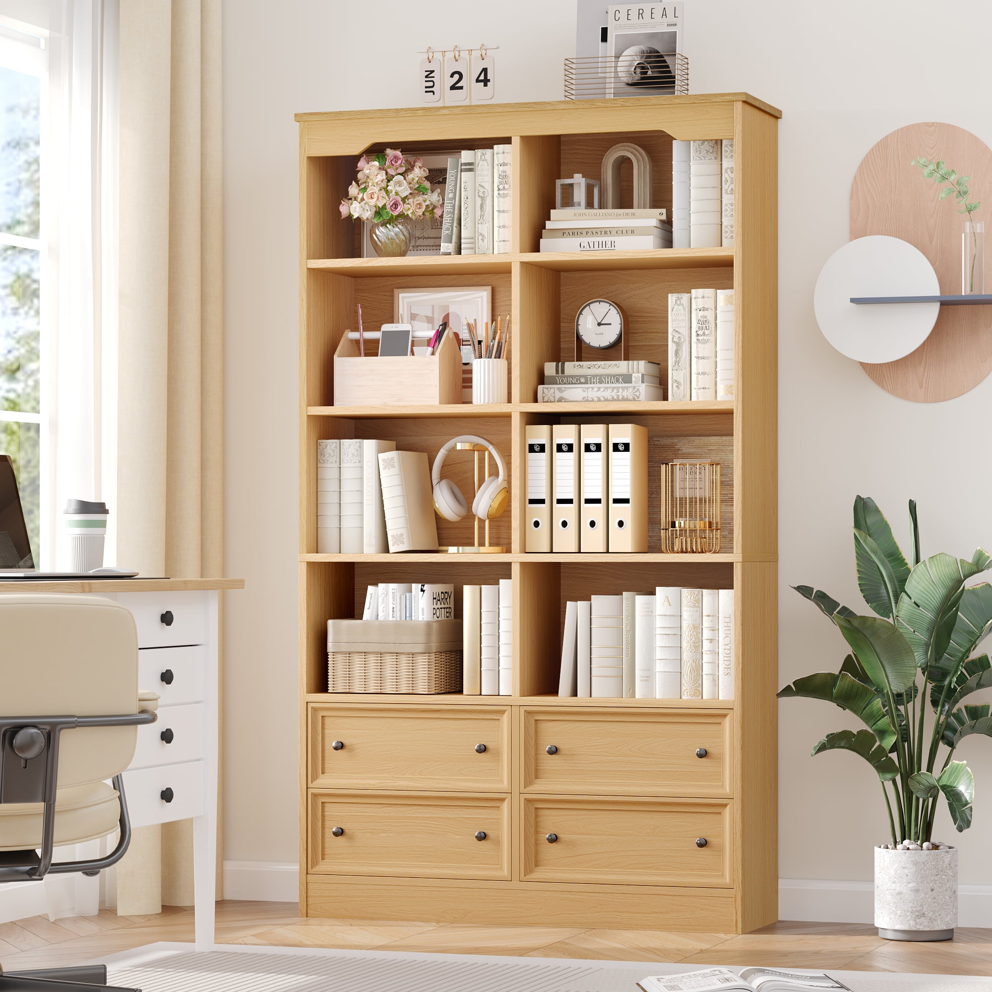 Homfa Double Row 6-tier Bookcases Floor Standing, 71 in Tall Bookcase ...