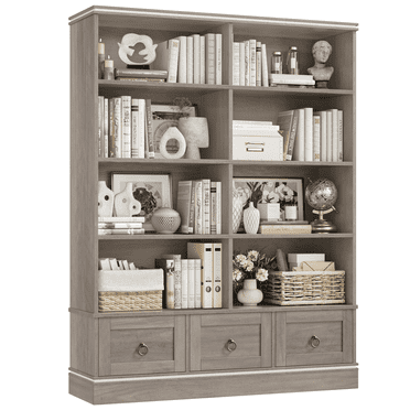 O&K FURNITURE Industrial 5-Shelf Double Wide Bookshelf, 70" Tall Metal ...