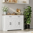 Homfa Farmhouse Buffet Sideboard for Kitchen, 2 Drawers & 4 Doors Wood ...