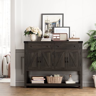 HomeStock Modern Minimalism 2 Drawer 60 Inch Console Table With Shelves ...