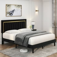 Meridian Furniture Vector Rich Velvet King Bed in Black - Walmart.com