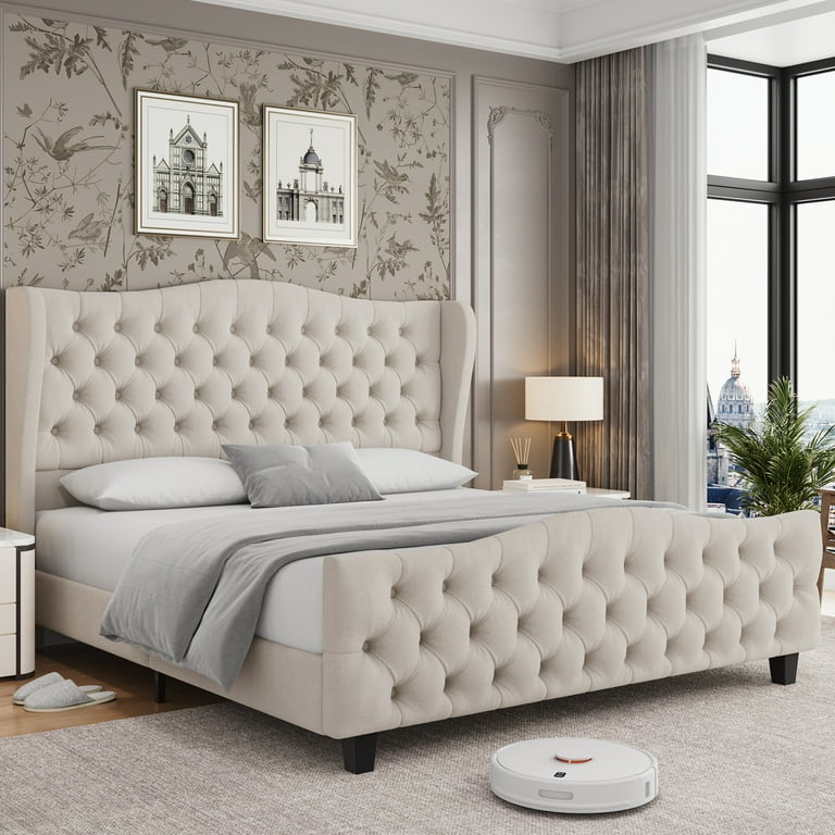 Full size bed tufted headboard store