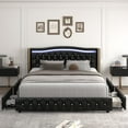 Homfa Full Size LED Bed Frame with 4 Storage Drawers, PU Leather ...