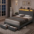 Homfa Full Size LED Bed Frame with Outlets and USB Ports, Modern ...