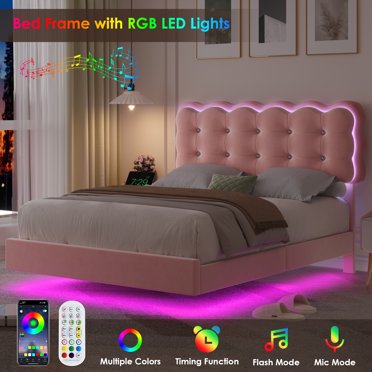 Homfa Full Size LED Bed Frame with Outlets and USB Ports, Modern ...