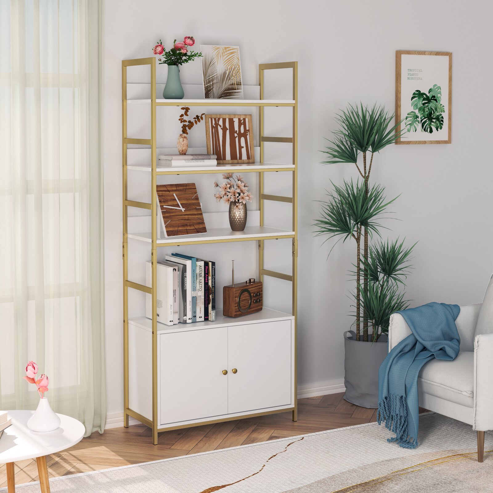 Modern Bookcase With 4 Drawers