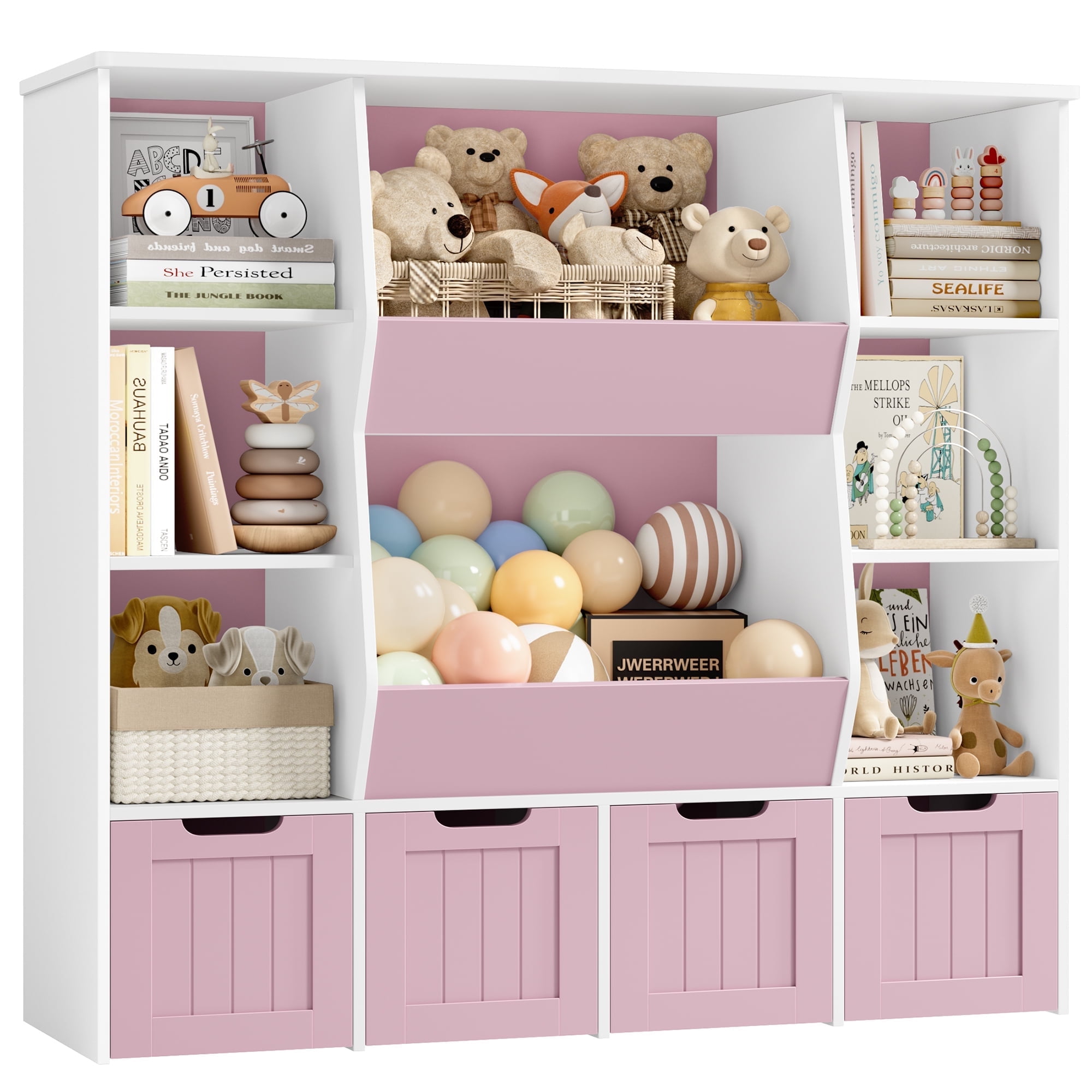 Homfa Kids Bookcase,Children's Book Shelf with 4 Drawers for Storage ...